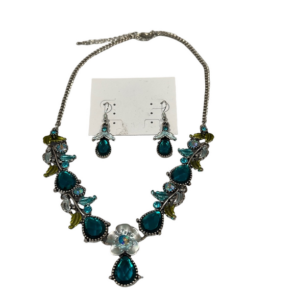 Jewelry | Teal And Silver Necklace And Earring Set Nwot | Poshmark